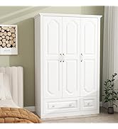 Amazon.com: Mhsatyrs Armoire Wardrobe Closet with 4 Drawers: 88" White ...