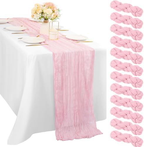 Amazon.com: Light Pink 12 Pcs Cheesecloth Table Runner 10FT Runner for ...