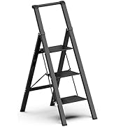 SOLADDER 3 Step Ladder Anti-Slip Foldable Step Stool Aluminum ...