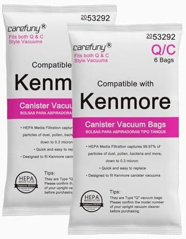 Amazon.com: CAREFUNY 12 Pack Type Q HEPA Canister Vacuum Bags for ...