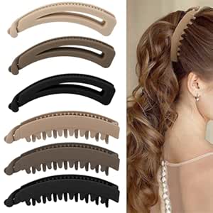 Amazon.com : Hapdoo 6PCS Banana Clip, Matte Banana Hair Clips for Women Thick Thin hair, Medium ...