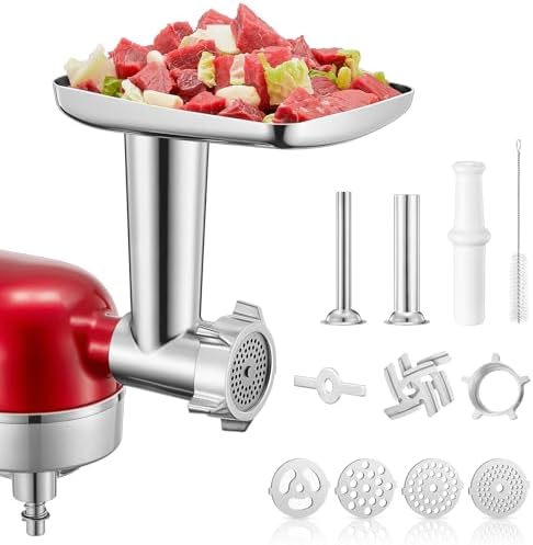 Meat Mincer for KitchenAid, 4 Grinding Plates, 2 Sausage Tips ...