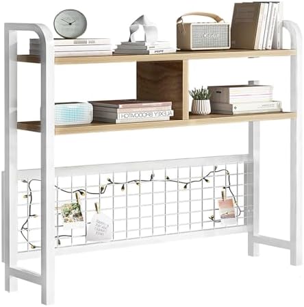 2 Tier Desktop Bookshelf for Computer Desk, Countertop Hutch Bookcase ...