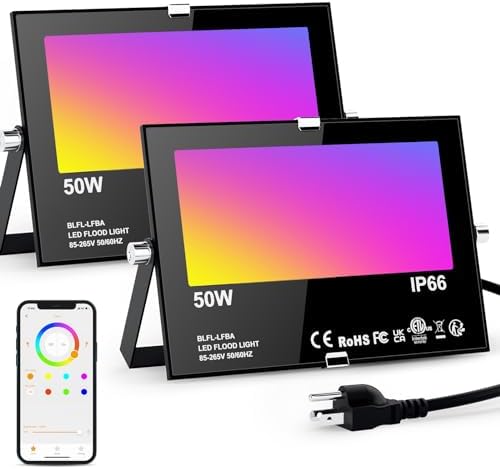 LED Flood Lights RGB Color Changing 500W Equivalent, Outdoor RGBW ...