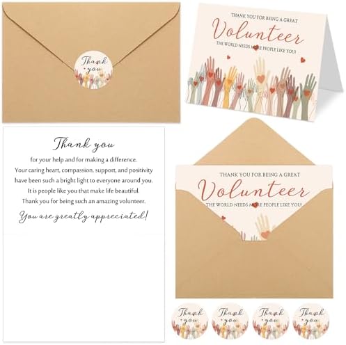 Amazon.com: Sinload 50 Sets Volunteer Thank You Cards with Envelopes ...