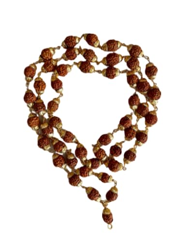 DeepMines Rudraksha Mala 54 Moti Japamala Genuine Gold Capping ...