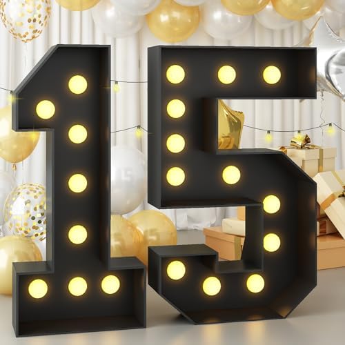 Amazon.com: 4FT Marquee 16 Numbers Large Black Number Marquee with ...