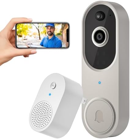 Amazon.com: SUNNYJANE Linen Wireless 1080p Video Doorbell Camera, AI ...