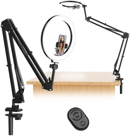 RealPlus Overhead Ring Light, 10’’ Overhead Tripod for Phone with 10 ...