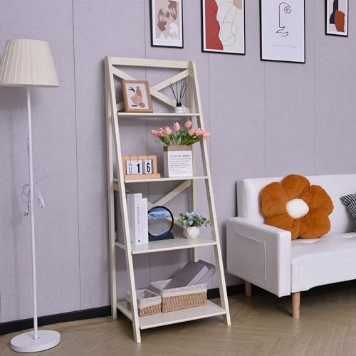 Amazon.com: Ceredeme 4-Tier Ladder Bookshelf, Tall Standing Ladder ...