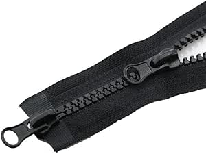 2PCS #5 60 Inch Two Way Separating Zippers(Open-end Zipper) for Sewing Coats Jacket Zipper,Black ...