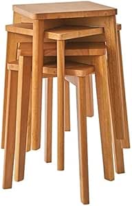 IBUYKE 4pcs Square Wooden Stool, Stacking Stools, Solid Wood Makeup ...
