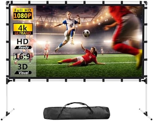 Projector Screen with Stand 100 inch Outdoor Indoor Projector Screen 16 ...