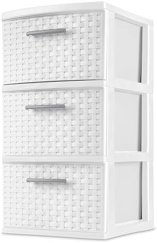 Amazon.com: Sterilite 3 Drawer Wide Weave Storage Tower, Plastic ...