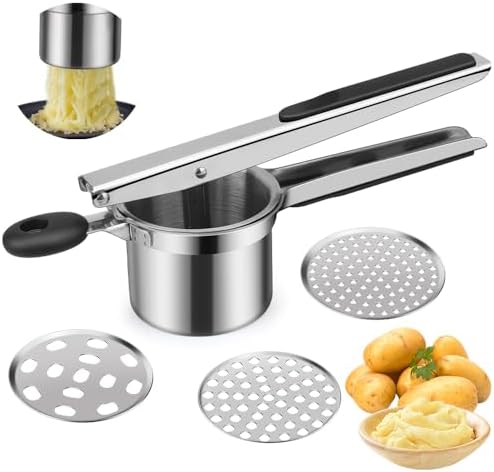 Potato Ricer – a Potato Ricer Masher with 3 Interchangeable Discs and a ...