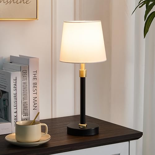 WEILAILUX Cordless LED Table Lamp with Fabric Shade, Portable Battery ...