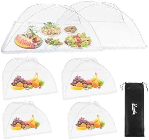 ilauke 6 Pack Food Covers Mesh Pop Up, 3 Size Food Net, Collapsible ...