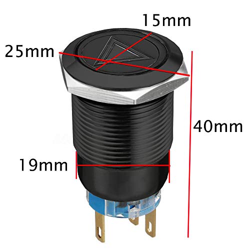 Snapklik.com : 12V Car Vehicle Blue LED Light Hazard Emergency Warning Push Button Metal Toggle ...