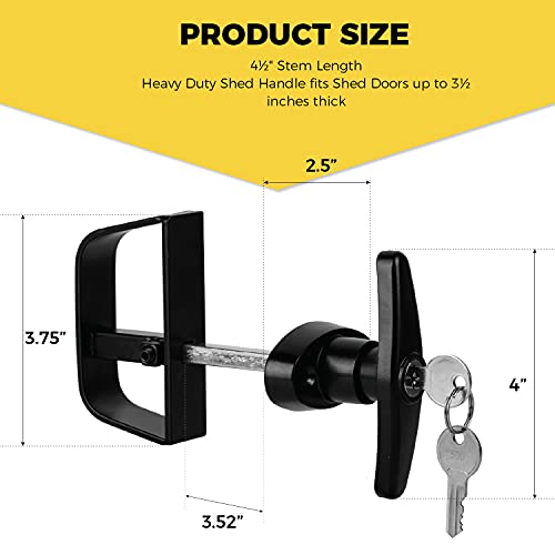 Shed Door T-Handle Lock Kit -Hurricom Includes 2 Keys, 2 Screws, Allen ...
