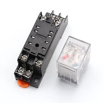 Baomain General Purpose Power Relay HH52P AC 24V Coil 8 pin Terminal with DIN Rail PYF08A Socket ...