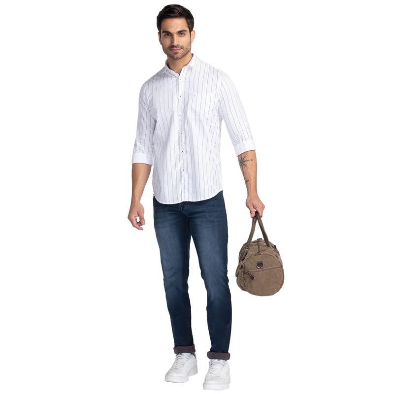 Buy Oxemberg Men's Cotton Blend Slim Fit Denim Jeans (Brown, 30 ...