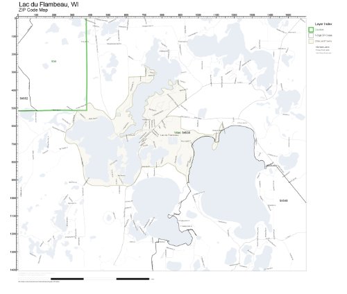 ZIP Code Wall Map of Lac du Flambeau, WI ZIP Code Map Laminated: Amazon ...