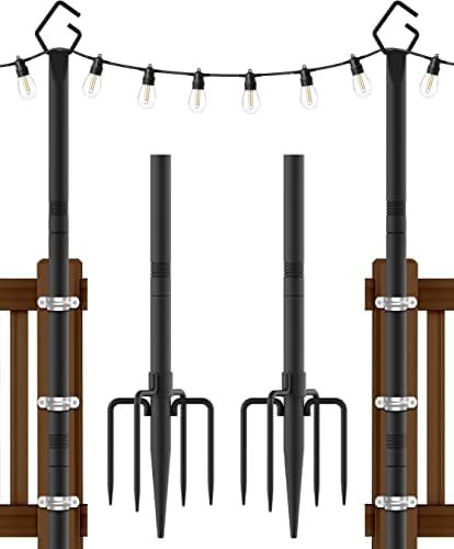 AILBTON 2 Pack 10Ft String Light Poles,Light Poles for Outside String ...