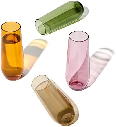 Amazon.com | TOSSWARE RESERVE 9oz Stemless Flute - Color Series SET OF ...
