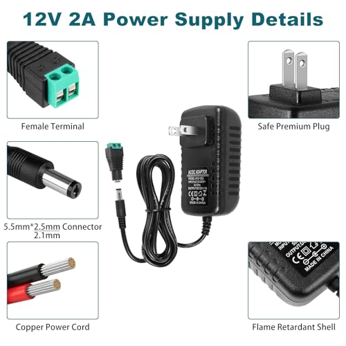 Snapklik.com : inShareplus DC 12V Power Supply, 5 Pack 12 Voltage 2A ...