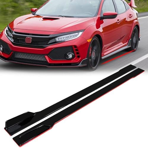 Amazon.com: Evargc Universal Red Line Side Skirts 86.6"/2M Car Side ...