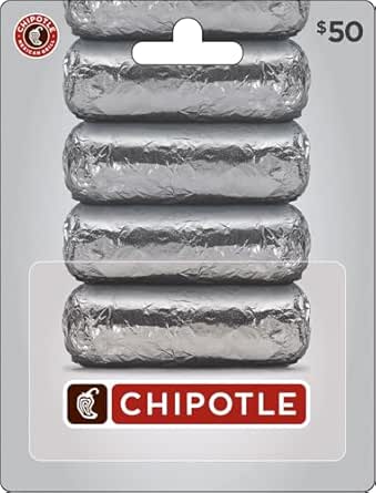 Amazon.com: Chipotle Physical Gift Card - $50 : Gift Cards