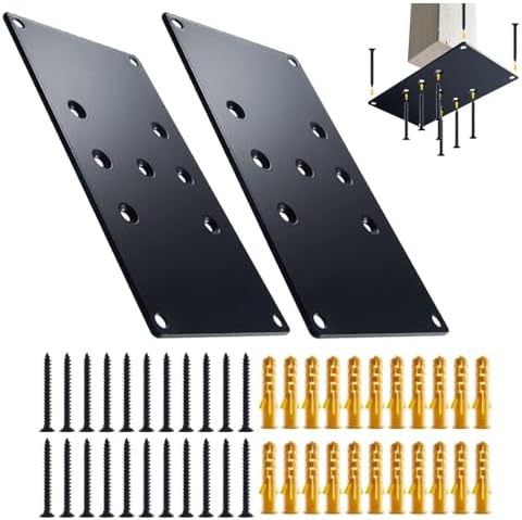 Amazon.com : 2 Pack Straight Steel Flat Plate - Post Anchor Base Top ...
