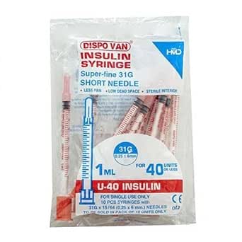 Dispovan Insulin Syringes 1 ml With Fine Short Needle| 30 pcs | 3 packs ...