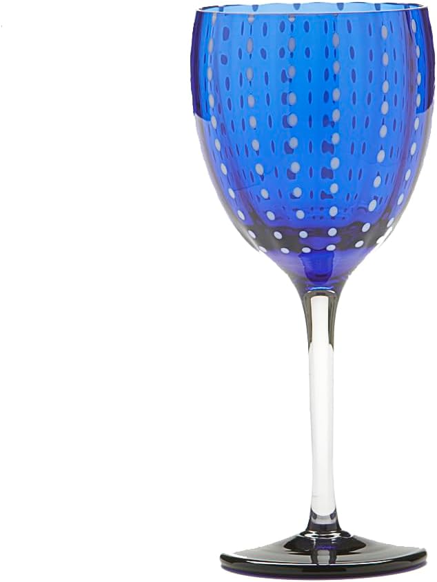 Amazon.com | Zafferano Perle Glass Wine Goblet Cobalt Blue (Set of 2 ...