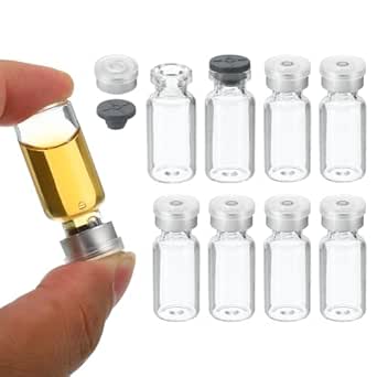 PATIKIL 3ml Sample Vials, 8 Pack Lab Empty Vials with Butyl Rubber ...