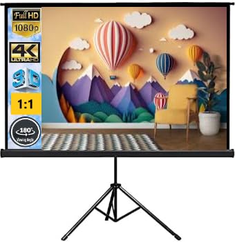 Spline Tripod Type Matt White Projector Screen, 4 Ft. x 4 Ft., Supports ...