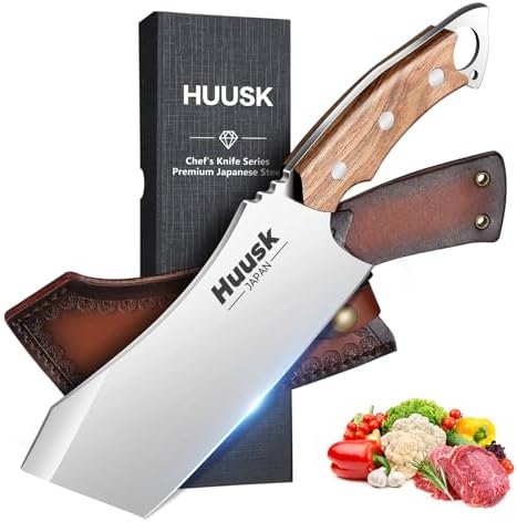 Amazon.com: Huusk Butcher Knife for Meat Cutting, Japanese Meat Cleaver ...