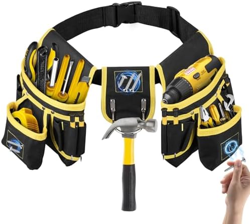Tool Belt, 27-Pockets Tool Belts for Men Work Belt Pouch Adjustable ...