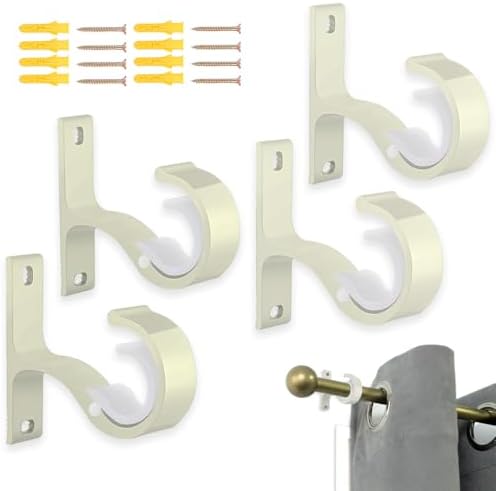 AZWOOD Curtain Pole Bracket, 4pcs Heavy Duty Curtain Rail Brackets for ...