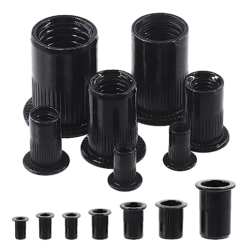 Snapklik.com : 100Pcs 5/32-32 Rivet Nut, Carbon Steel Zinc-Plated Black ...