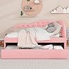 Amazon.com: LUSPAZ Full Size PU Upholstered Tufted Daybed with Trundle ...