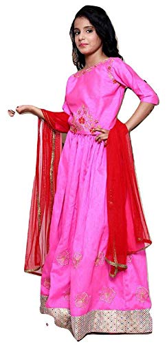 Marwadi Pink Embroidery Lehenga Choli For Kids.(6-7 Years) : Amazon.in ...