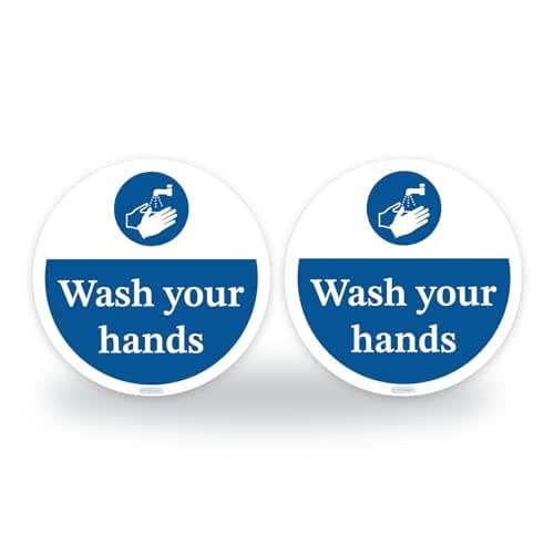 Set of 2 Wash your hands Kitchen Signs - 95mm Waterproof Hygiene ...