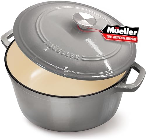 Amazon.com: Mueller 6 Quart Enameled Cast Iron Pot Dutch Oven, Heavy ...