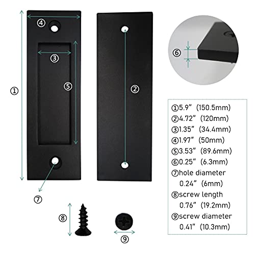 Snapklik.com : ZUIWAN 6 Heavy Duty Flush Pull Barn Door Handle ...