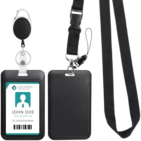 Hianjoo Badge Holder Retractable with Lanyard, ID Card Holder with Belt ...