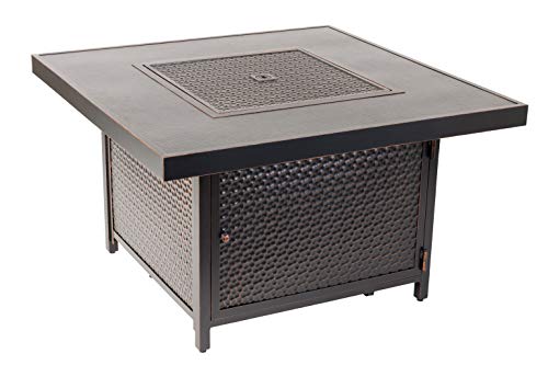 Fire Sense 62751 Weyland Aluminum Convertible Gas Fire Pit Table 55,000 BTU Outdoor Multi ...