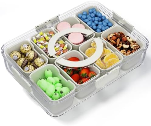 Snackle Box Container,Divided Serving Tray with Lid and Handle 8 ...
