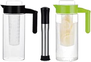 Amazon.com: Glass Pitcher: Pakhofh Fruit Infusion Muddler-Set (Black ...