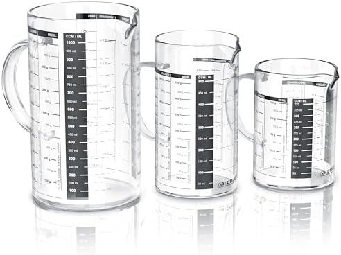 Arendo Set Glass Measuring jugs 350 + 500 ml 1000ml (0,35l 0,5l 1l ...